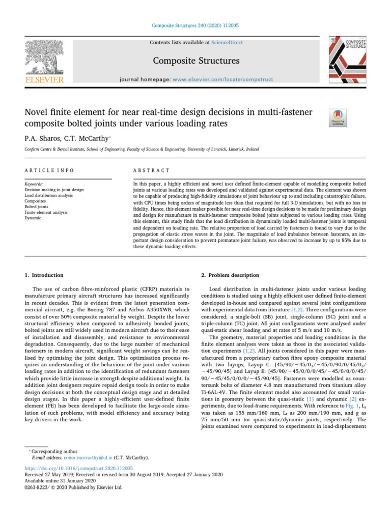 Novel finite element for near real-time design decisions in multi-fastener composite bolted ...