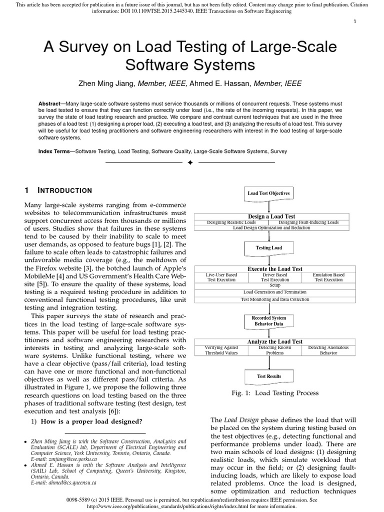 A Survey On Load Testing of Large-Scale | PDF | Software Testing | System