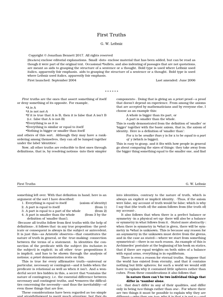 Leibniz 1686 C | Download Free PDF | Truth | Substance Theory