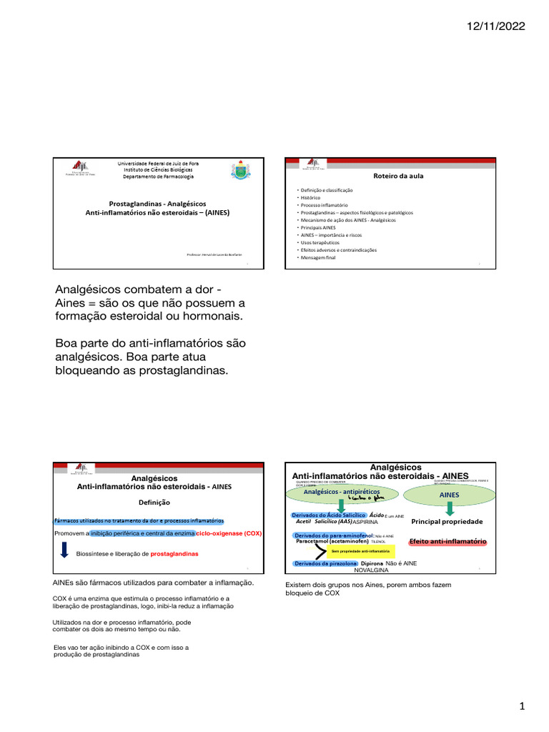 Aula 1 - AINES-2022 - 1 | PDF | Anti-inflamatório não esteroide | Aspirina