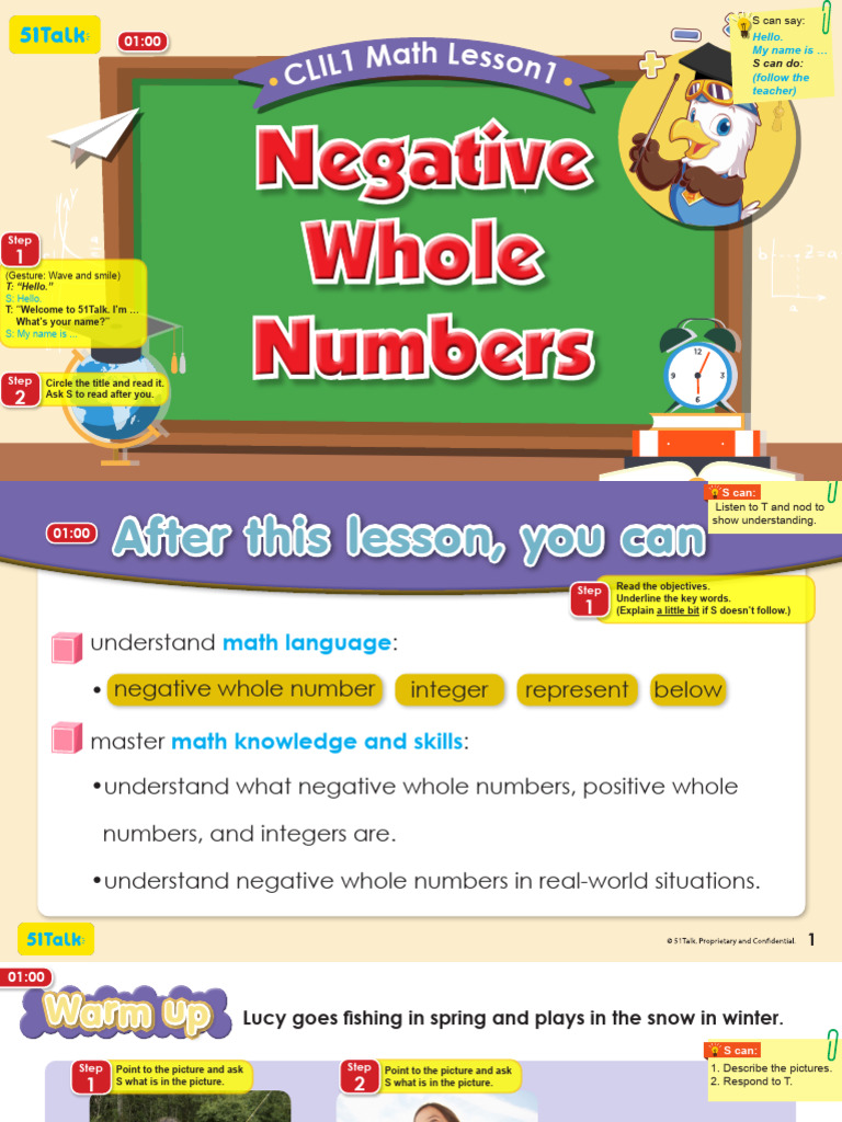 Math Lesson 1 - Negative Whole Numbers | PDF | Integer | Numbers