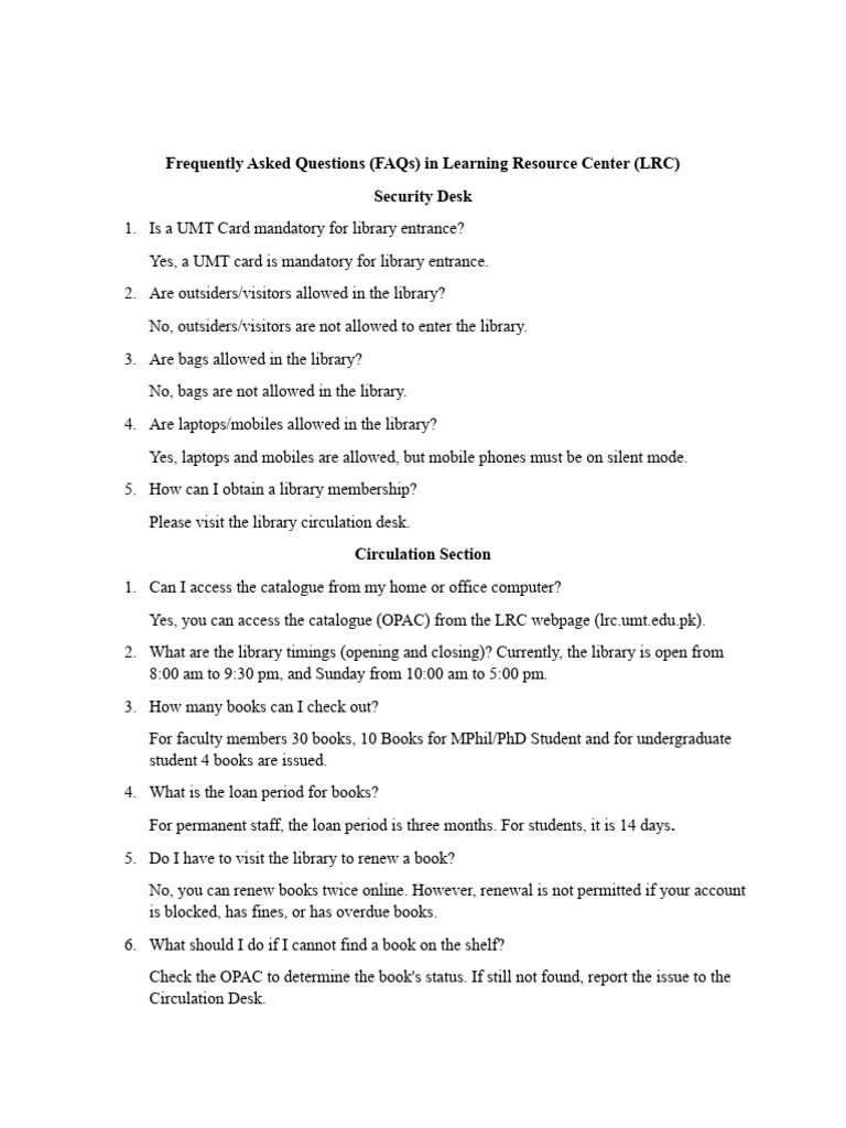 Frequently Asked Questions | PDF | Libraries | Thesis
