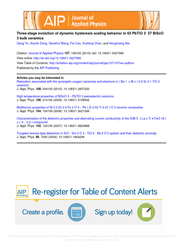 2010 Three-Stage Evolution of Dynamic Hysteresis Scaling Behavior in ... 2010 Three-Stage Evolution of Dynamic Hysteresis Scaling Behavior in ...