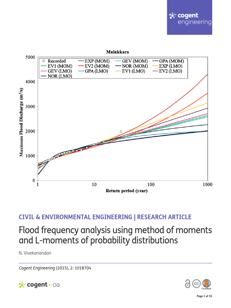 Flood Frequency Analysis Using Method Of Moments And L Moments Of