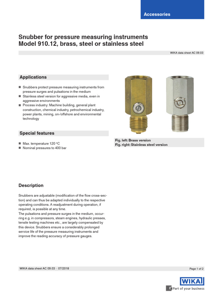 PG Accessory - Snubber (910.12) | PDF | Sheet Metal | Stainless Steel