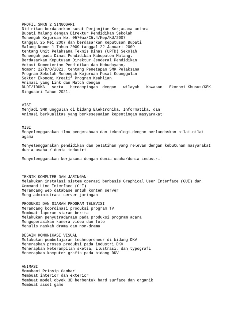 Profil SMKN 2 Singosari Rev Ei | PDF | Seni