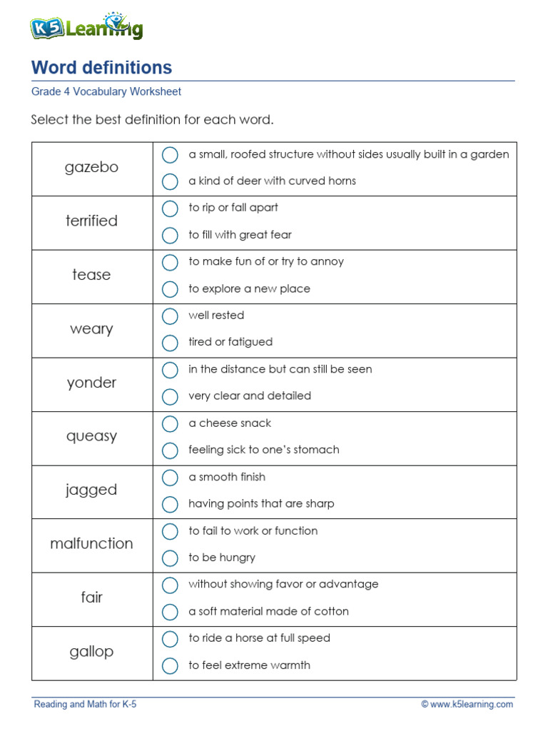Word Definitions Worksheet 3 | PDF