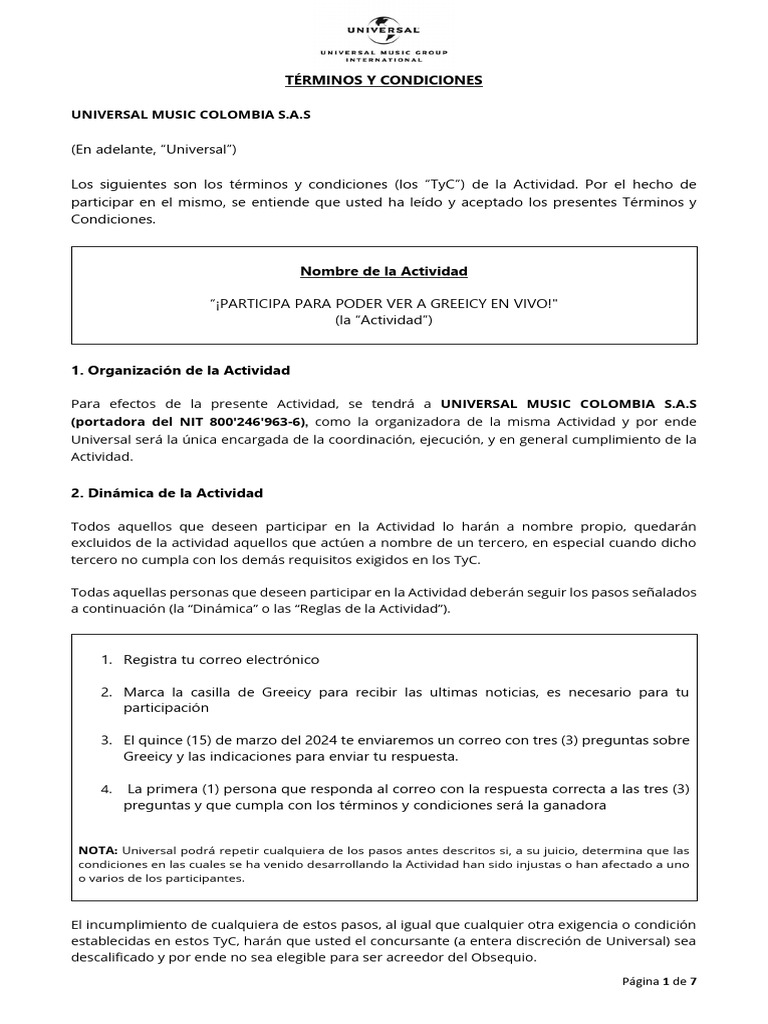 Terminos y Condiciones Greeicy Entradas CO | PDF | Propiedad intelectual