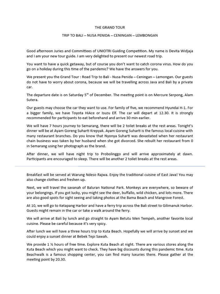 The Grand Tour Script | Download Free PDF | Bali