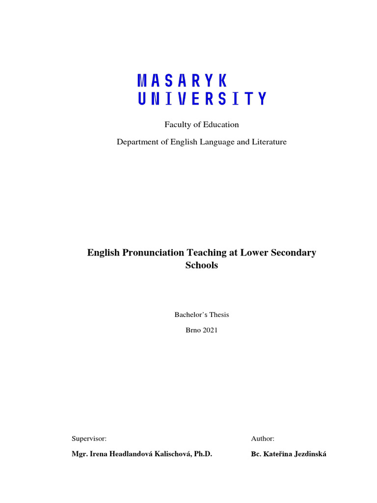 English Pronunciation Teaching at Lower Secondary Schools | PDF ...