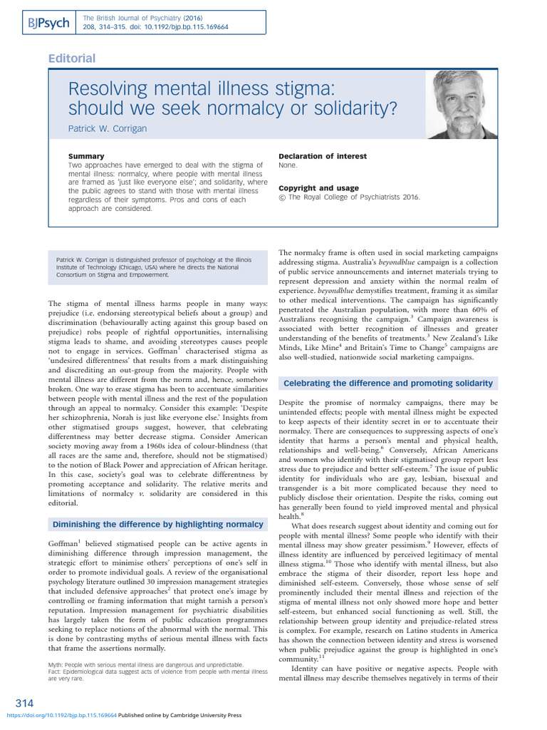 Resolving Mental Illness Stigma | Download Free PDF | Social Stigma | Mental Disorder