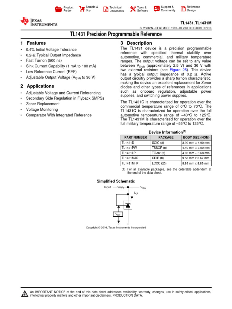 TL 1431 | PDF | Electrostatic Discharge | Resistor
