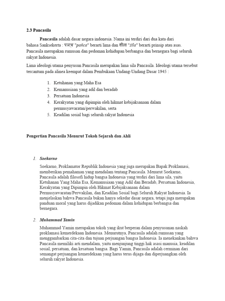 Pengertian Pancasila Menurut Tokoh | PDF