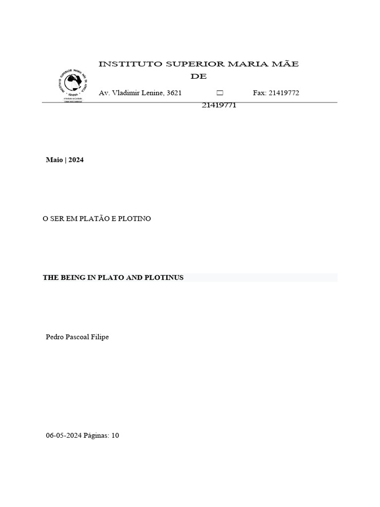METAFÍSICA de Platão e Plotino | PDF | Platonismo | Platão