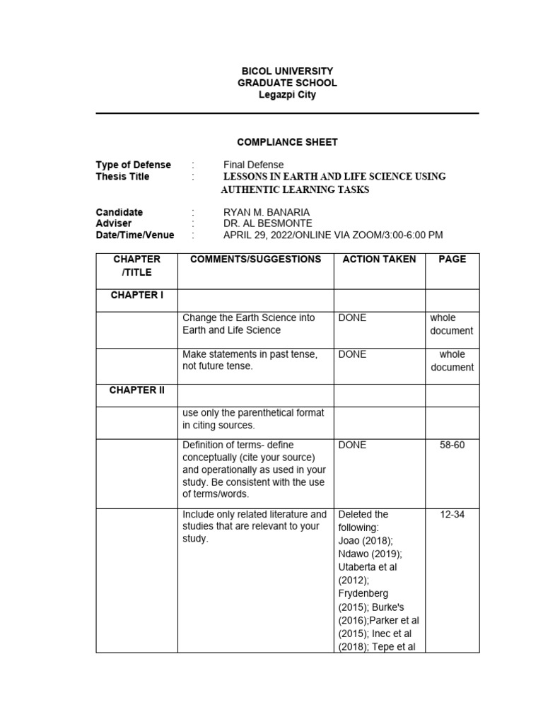 2023 Compliance Sheet For Midyear Defense | Download Free PDF ...