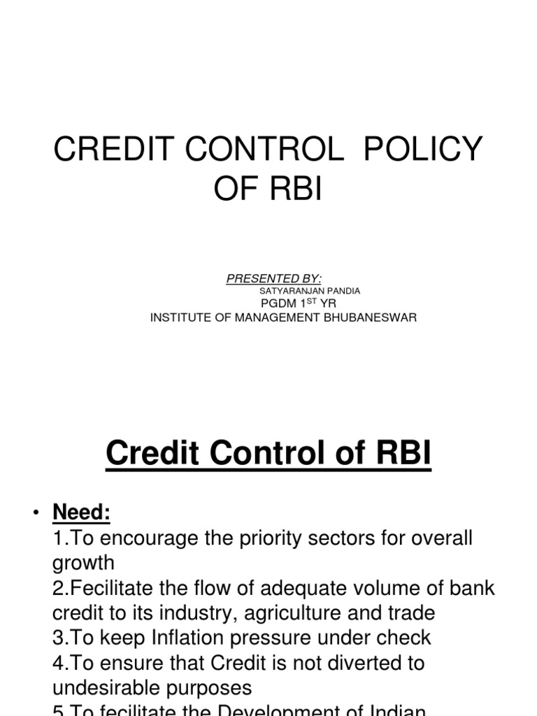 RBI Credit Control Policy Overview | PDF | Reserve Bank Of India | Credit