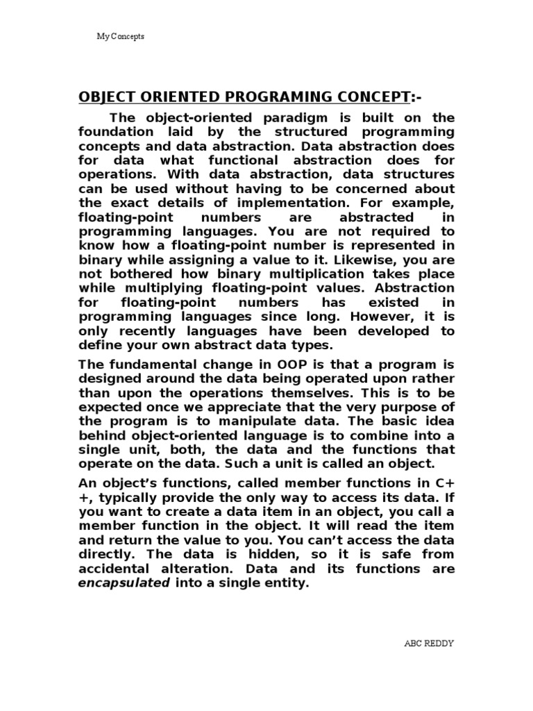 Concept of Opp | PDF | Object Oriented Programming | Object (Computer ...