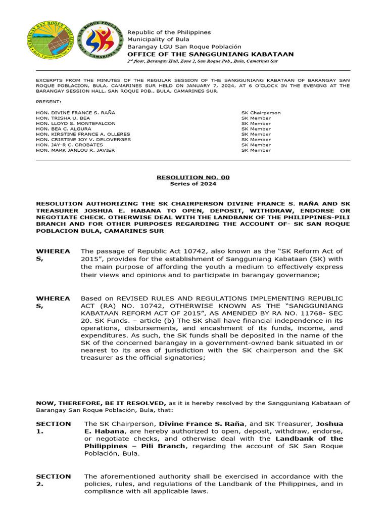 SK Resolution | PDF | Government | Justice