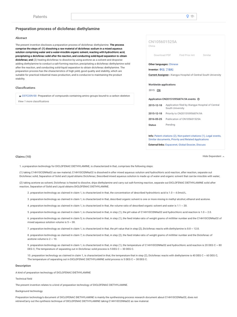 Preparation Process Of Diclofenac Diethylamine Pdf Filtration Solvent