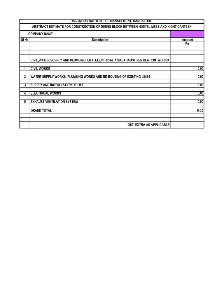 Boq 0 | Download Free PDF | Concrete | Structural Steel