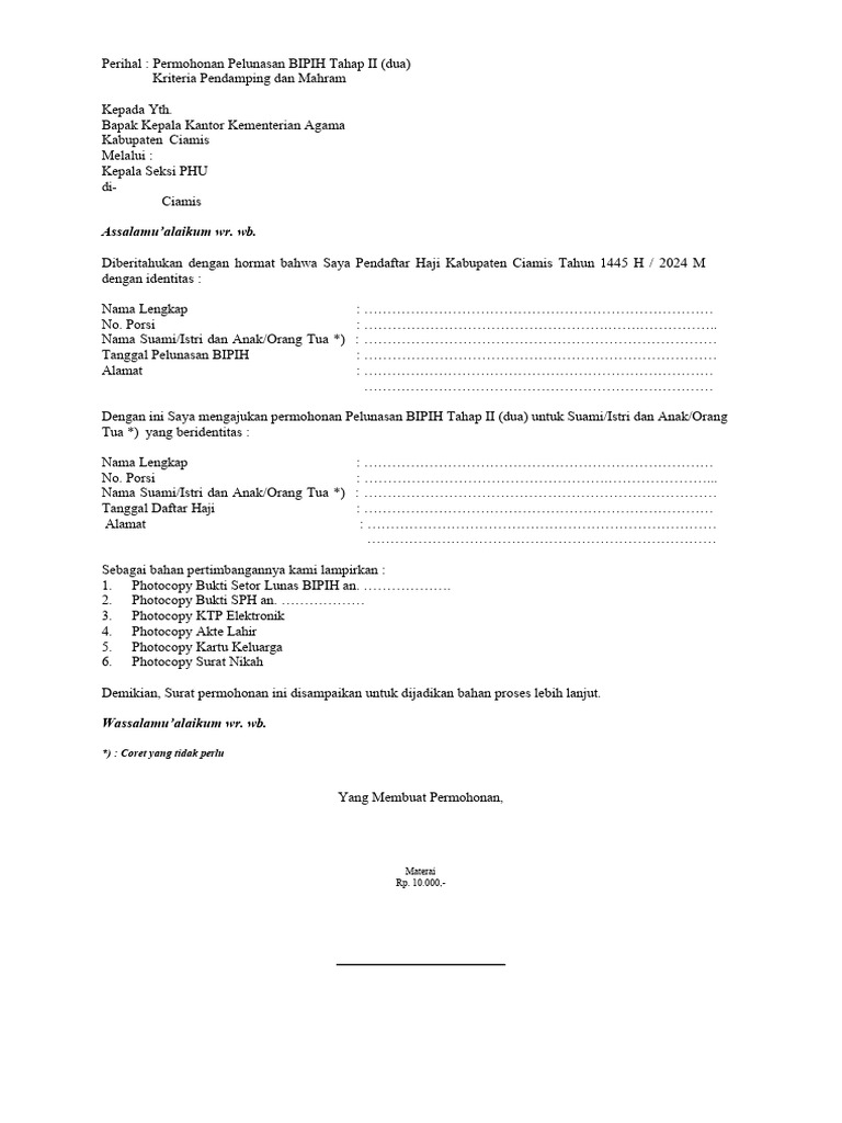 Surat Pendamping Mahram | PDF