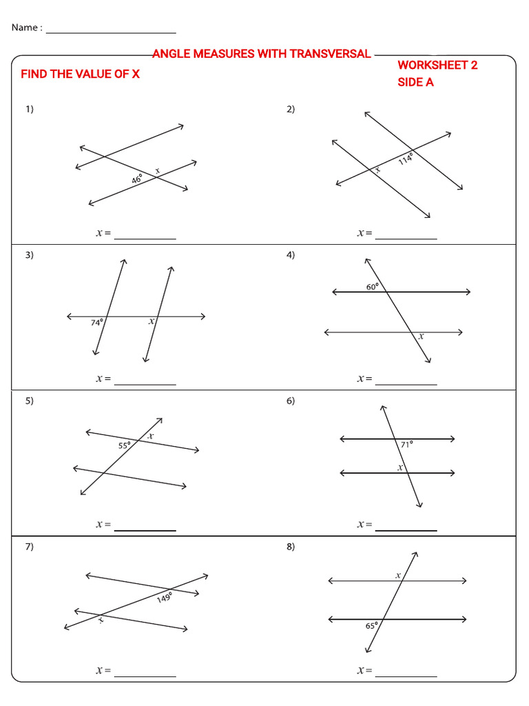 Angle Pairs-Transversal-Ws 2 | PDF | Elementary Geometry | Classical ...