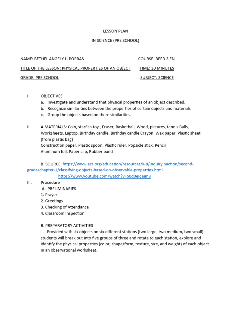 LESSON PLAN science | PDF