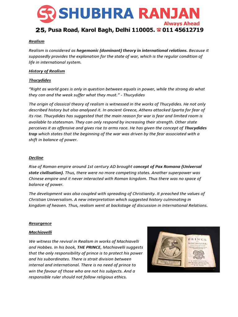 Realism in IR PSIR | PDF | Political Science | Global Politics