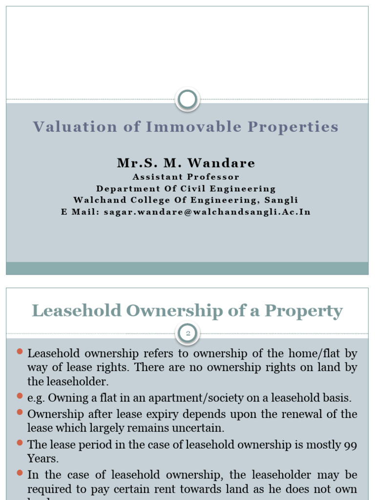 Module 2 Immovable Properties | PDF | Lease | Leasehold Estate