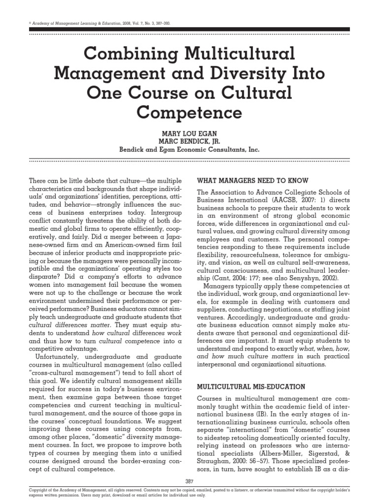 Combining Multicultural Management and D | PDF | Stereotypes ...