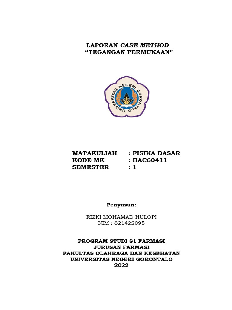 D-s1-Farmasi-rizki Mohamad Hulopi-Laporan Case Method - Tegangan Permukaan) | PDF