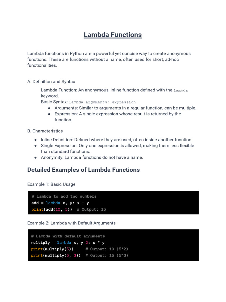 Lambda Functions | PDF | Computers | Technology & Engineering