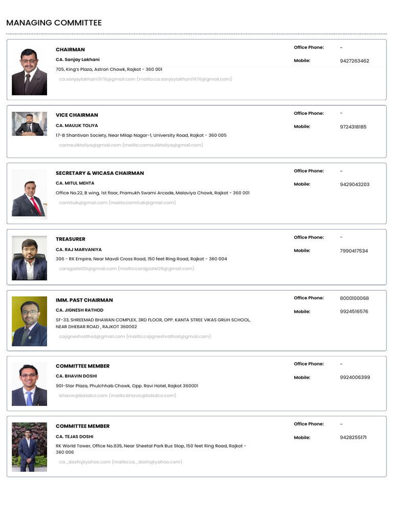 Rajkot ICAI - Managing Committee | PDF
