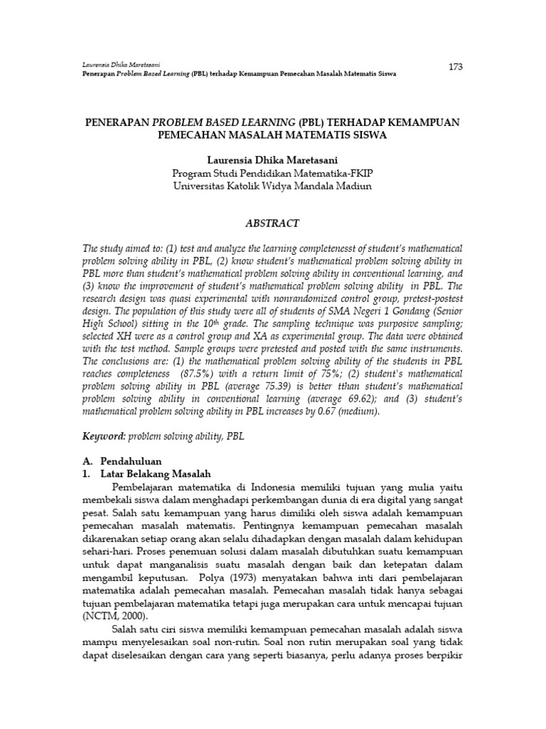 Penerapan Problem Based Learning PBL Ter | PDF