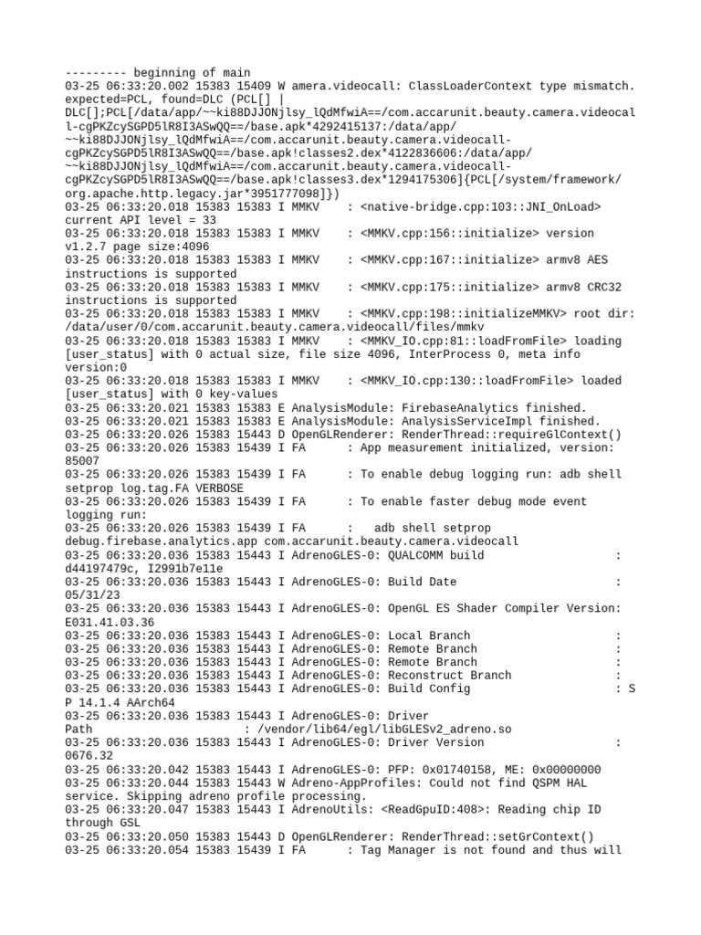 Com - Accarunit.beauty - Camera.videocall Logcat | PDF | Java (Programming Language) | Operating ...