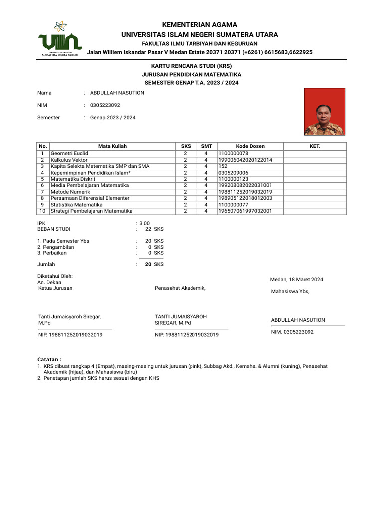 Cetak Kartu Rencana Studi | PDF