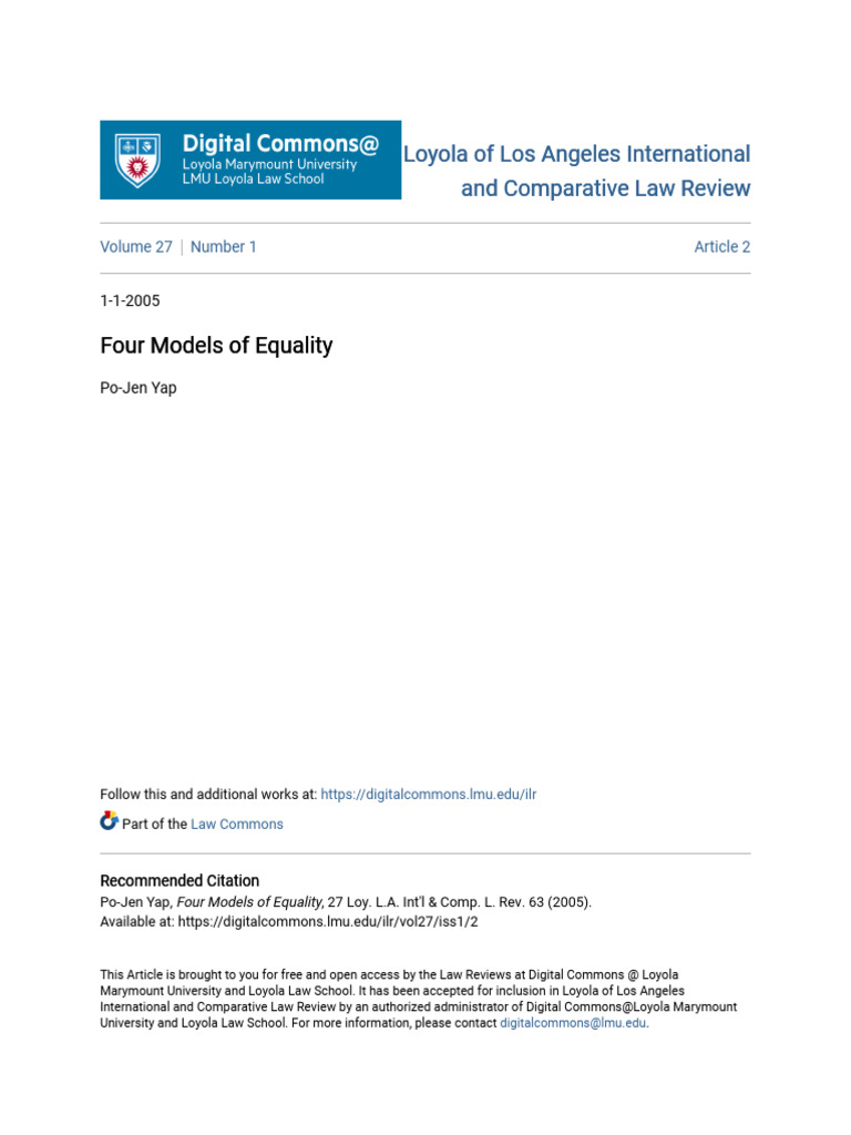 Four Models of Equality Explained | PDF | Justice | Crime & Violence
