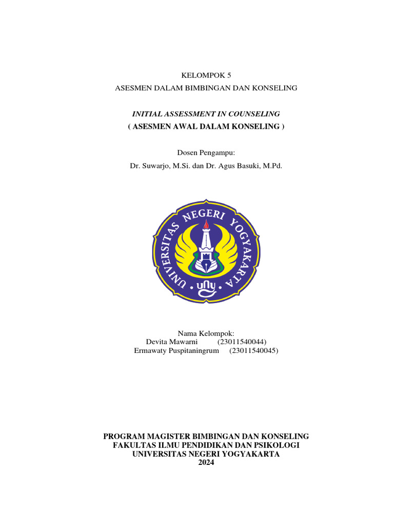 PAPER_ INITIAl ASSESSMENT IN COUNSELING (ASESMEN AWAL DALAM KONSELING) | PDF