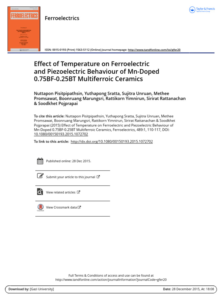 2015effect of Temperature On Ferroelectric and Piezoelectric Behaviour of MN Doped BF BT ...