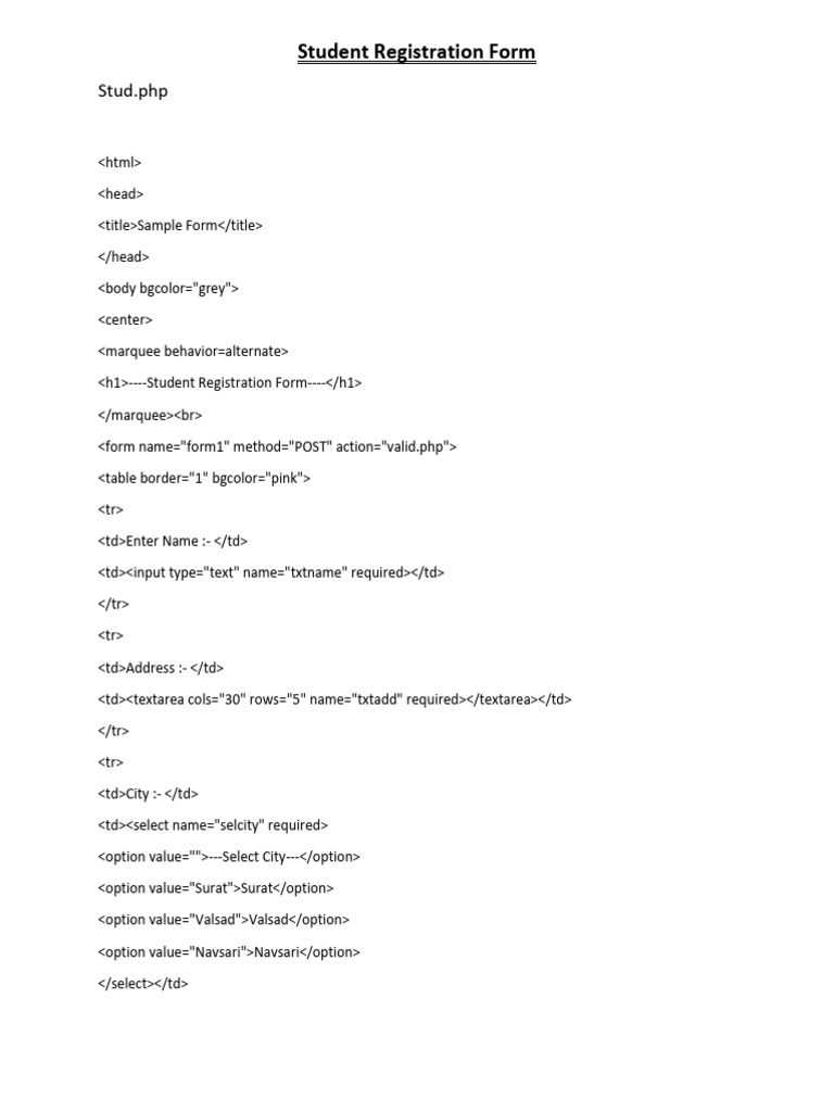 Student Registration Form | PDF | Access Control | Authentication