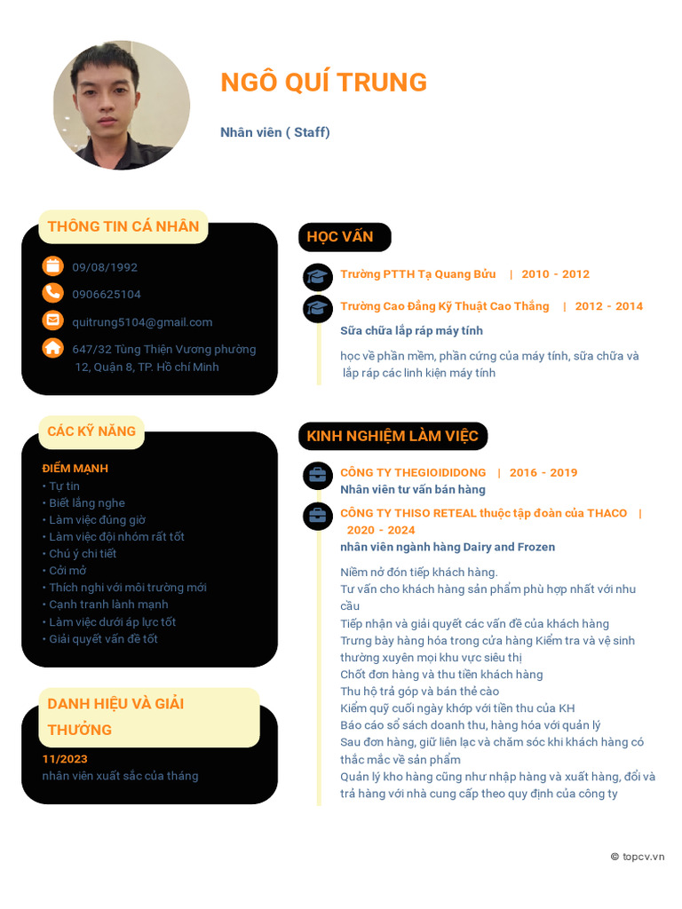 CV Ngô Quí Trung - CV Ngo Qui trung-TopCV - VN | PDF