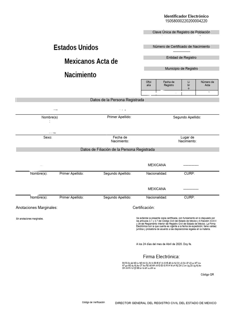 Acta de Nacimiento Editable | Descargar gratis PDF | Comunicación escrita | Documentos legales