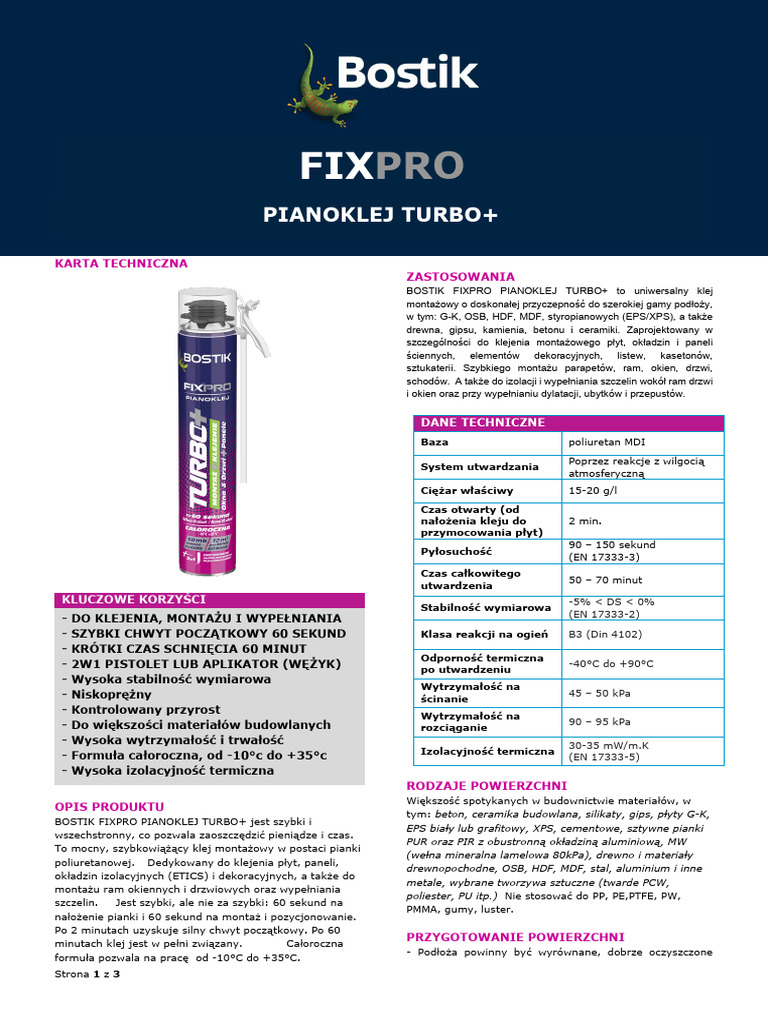 BOSTIK DIY Poland FIXPRO PIANOKLEJ TURBO TDS | PDF