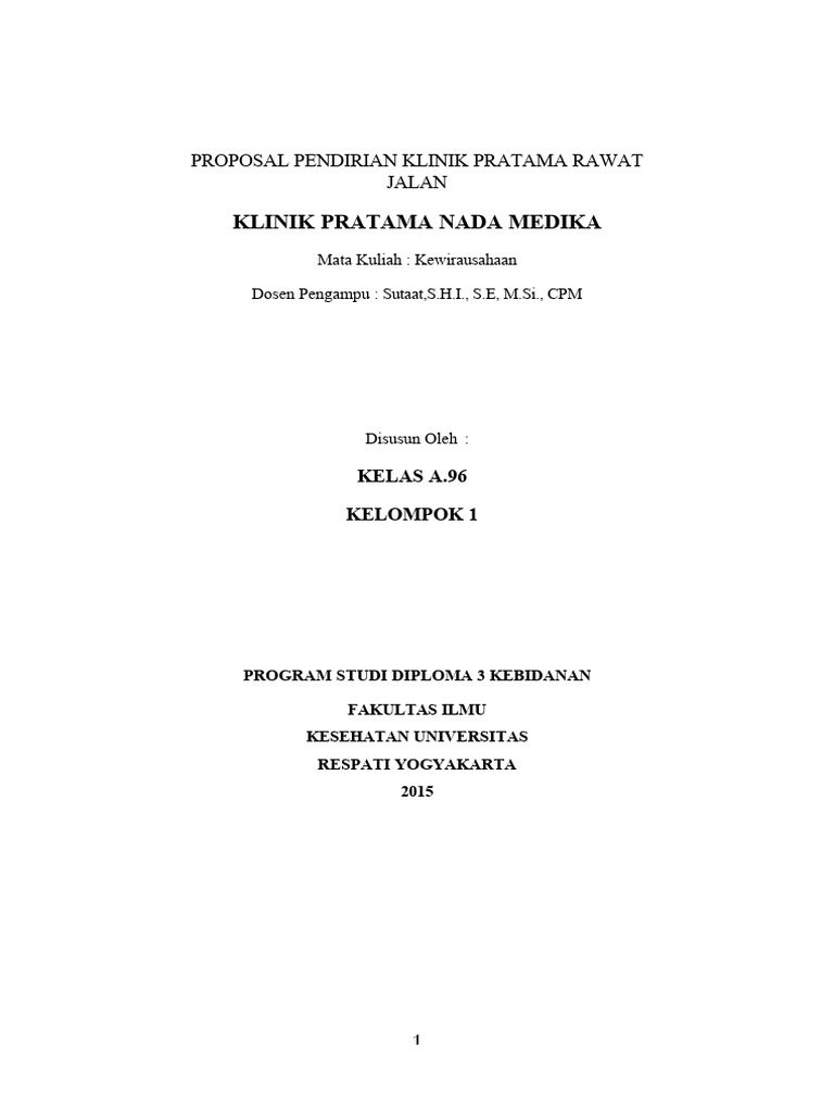 Proposal Klinik Pratama Rawat Jalan | PDF