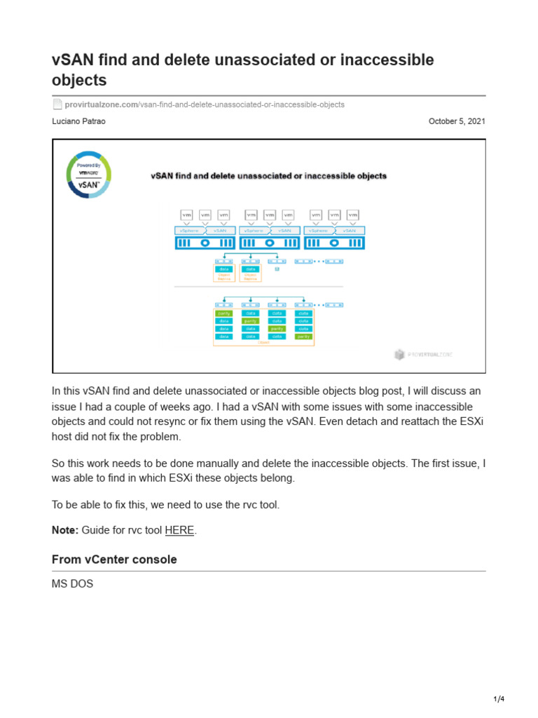 vSAN Find and Delete Unassociated or Inaccessible Objects | PDF | Software | Computing