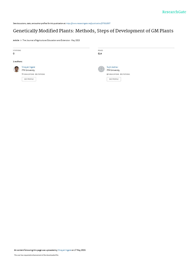 Genetically Modified Plants: Methods, Steps of Development of GM Plants ...