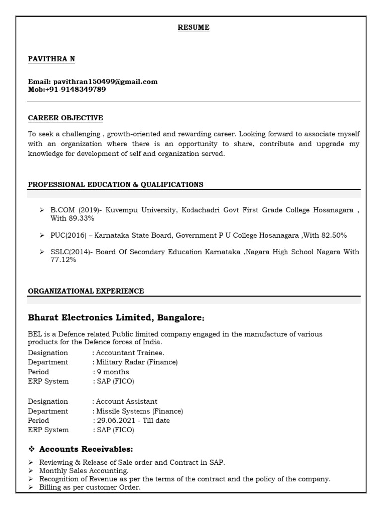Pavi Resume | PDF | Business