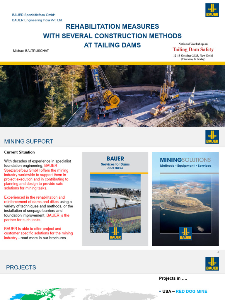 Rehabilitation Measures With Several Construction Methods at Tailing ...