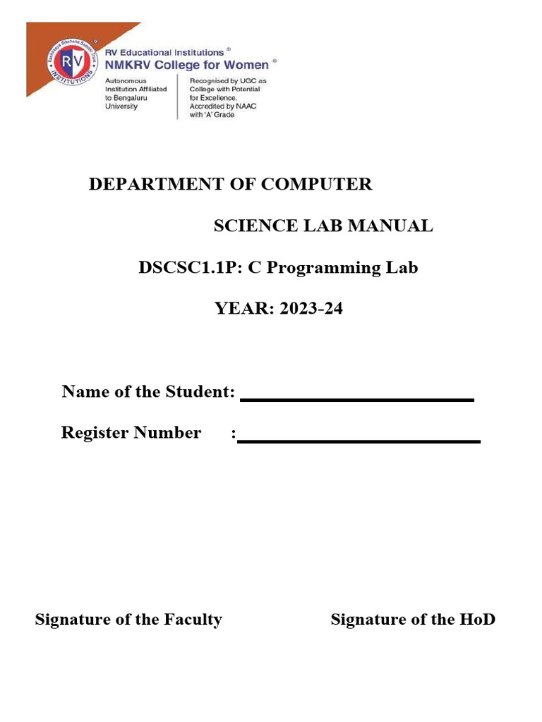 I Sem Lab Manul C programming 23-24 | PDF | Computer Programming ... I Sem Lab Manul C programming 23-24 | PDF | Computer Programming ...