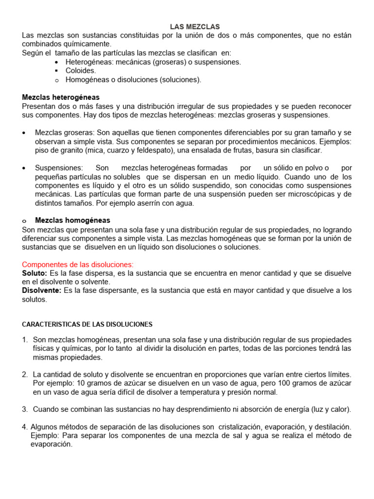 Mezclas y Disoluciones 12º | Descargar gratis PDF | Solubilidad | Mezcla